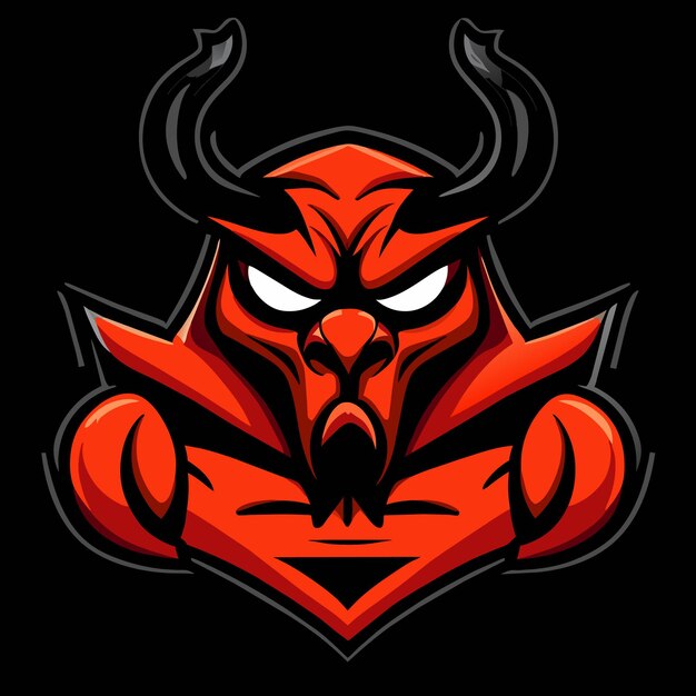 Fierce Demonic Emblem in Vibrant Red and Black | Jiffy Designs