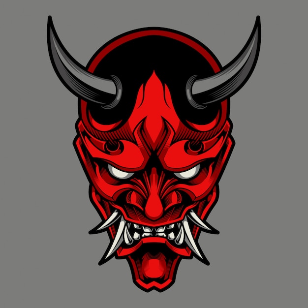 Menacing Demonic Mask with Fierce Horns and Bared Fangs | Jiffy Designs