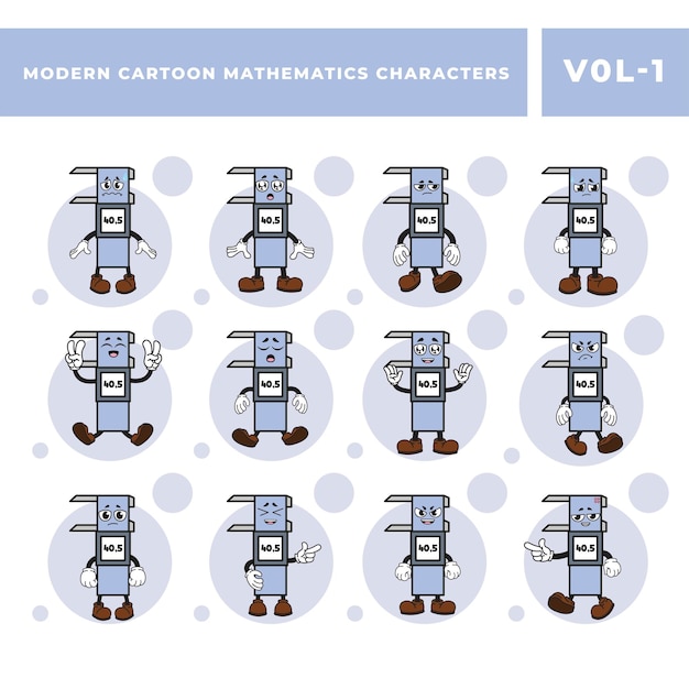 Whimsical Cartoon Math Characters in Retro Style | Jiffy Designs