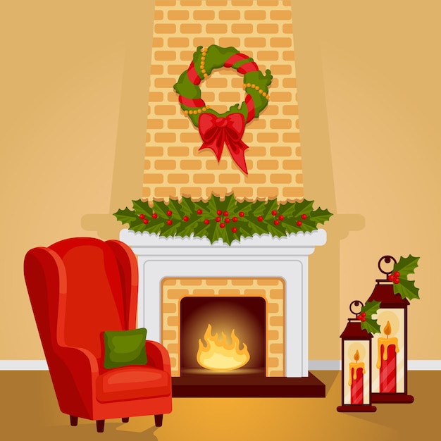 Cozy Christmas Fireplace with Festive Wreath and Decor | Jiffy Designs