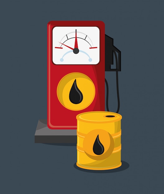 Vintage Gas Pump with Fuel Barrel Illustration | Jiffy Designs