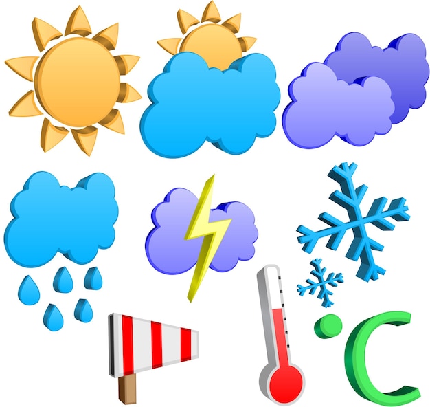 Vibrant Weather Icons: Sun, Clouds, Rain, Snow, and Temperature | Jiffy ...