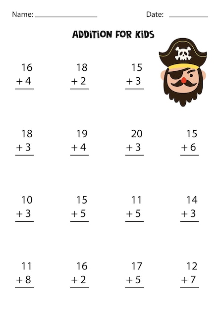 Pirate-Themed Addition Worksheet for Kids | Jiffy Designs