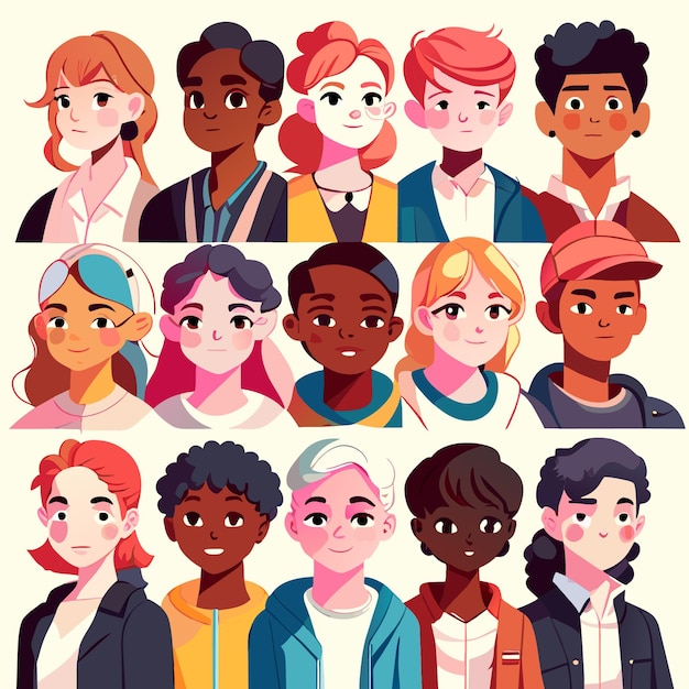 Diverse Collection of Vibrant Character Portraits | Jiffy Designs