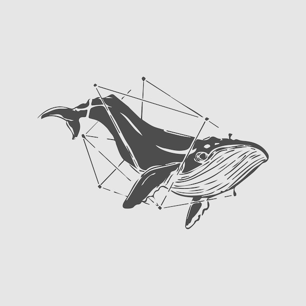 Majestic Geometric Whale Silhouette Illustration | Jiffy Designs