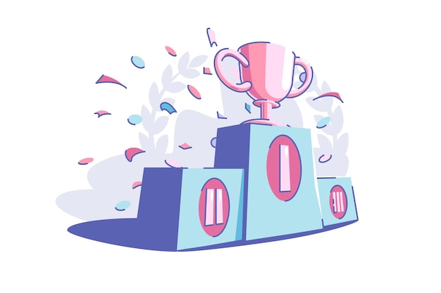 Vibrant Podium with Trophy Cup Celebrating Achievement | Jiffy Designs
