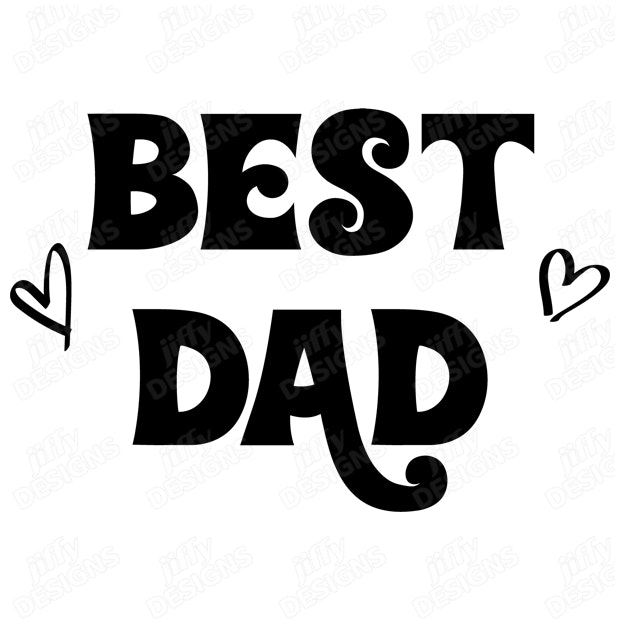 'Best Dad' Bold Black Typography with Playful Hearts | Jiffy Designs