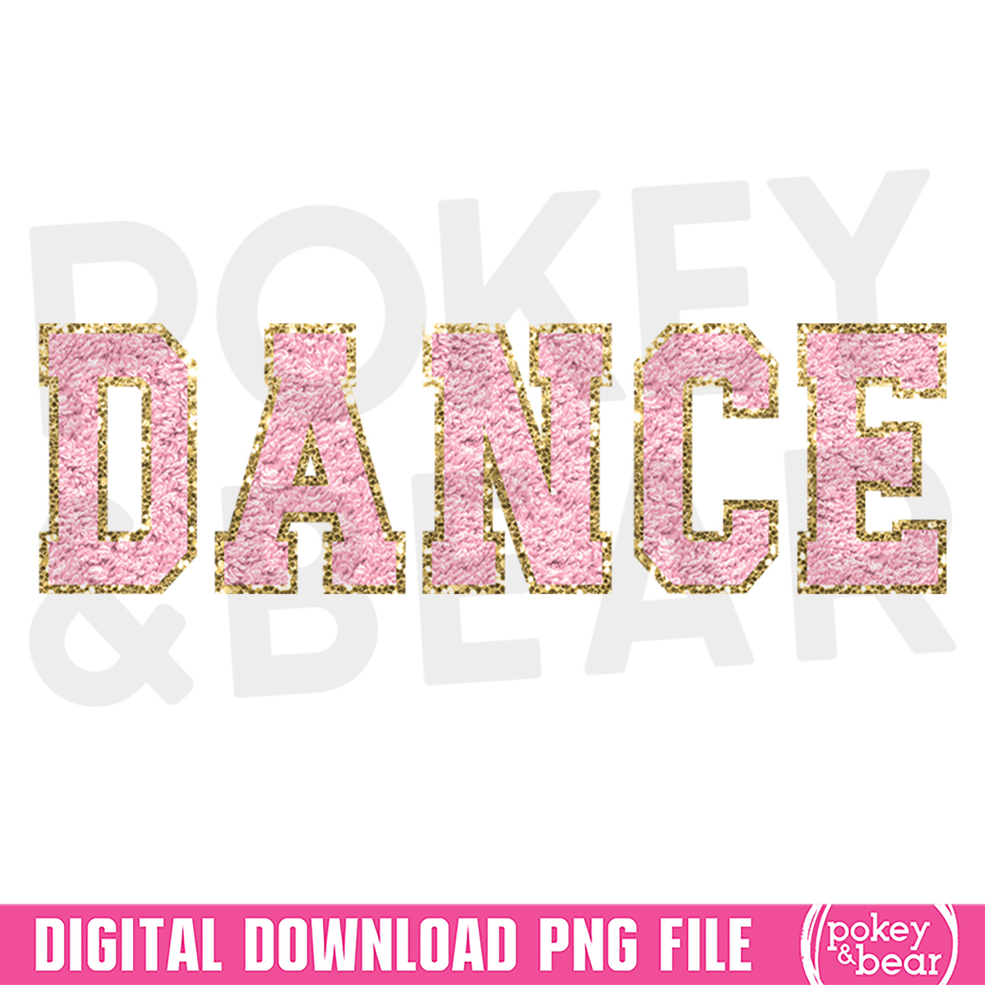 'Dance' Textured Pink Letters with Glittery Gold Edges | Jiffy Designs