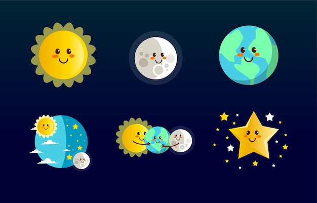 Cheerful Celestial Characters: Sun, Moon, Earth, and Stars | Jiffy Designs