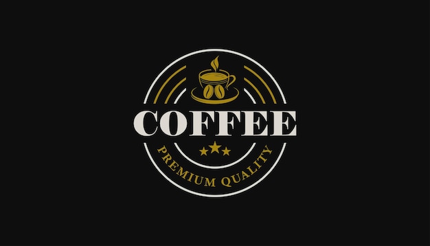 Elegant Golden Coffee Logo with Premium Quality Badge | Jiffy Designs