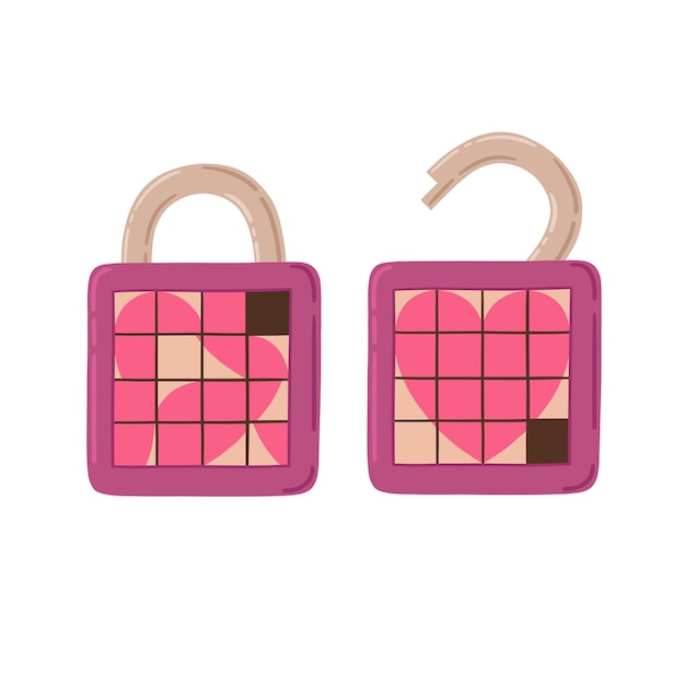 Vibrant Heart-Shaped Lock Design with Geometric Patterns | Jiffy Designs