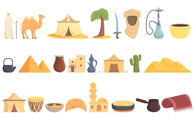 Vibrant Collection of Iconic Desert and Bedouin Cultural Symbols ...