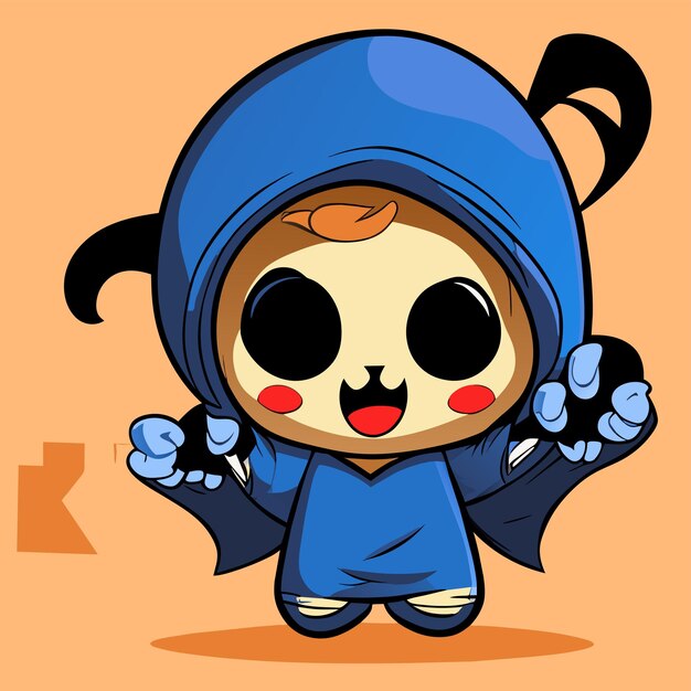 Adorable Cartoon Character in Cozy Blue Outfit | Jiffy Designs
