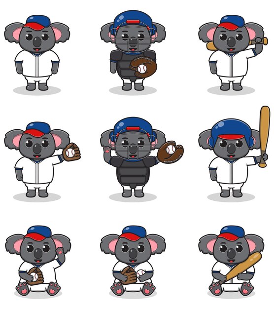Charming Koala Characters in Sports Uniforms Collection | Jiffy Designs