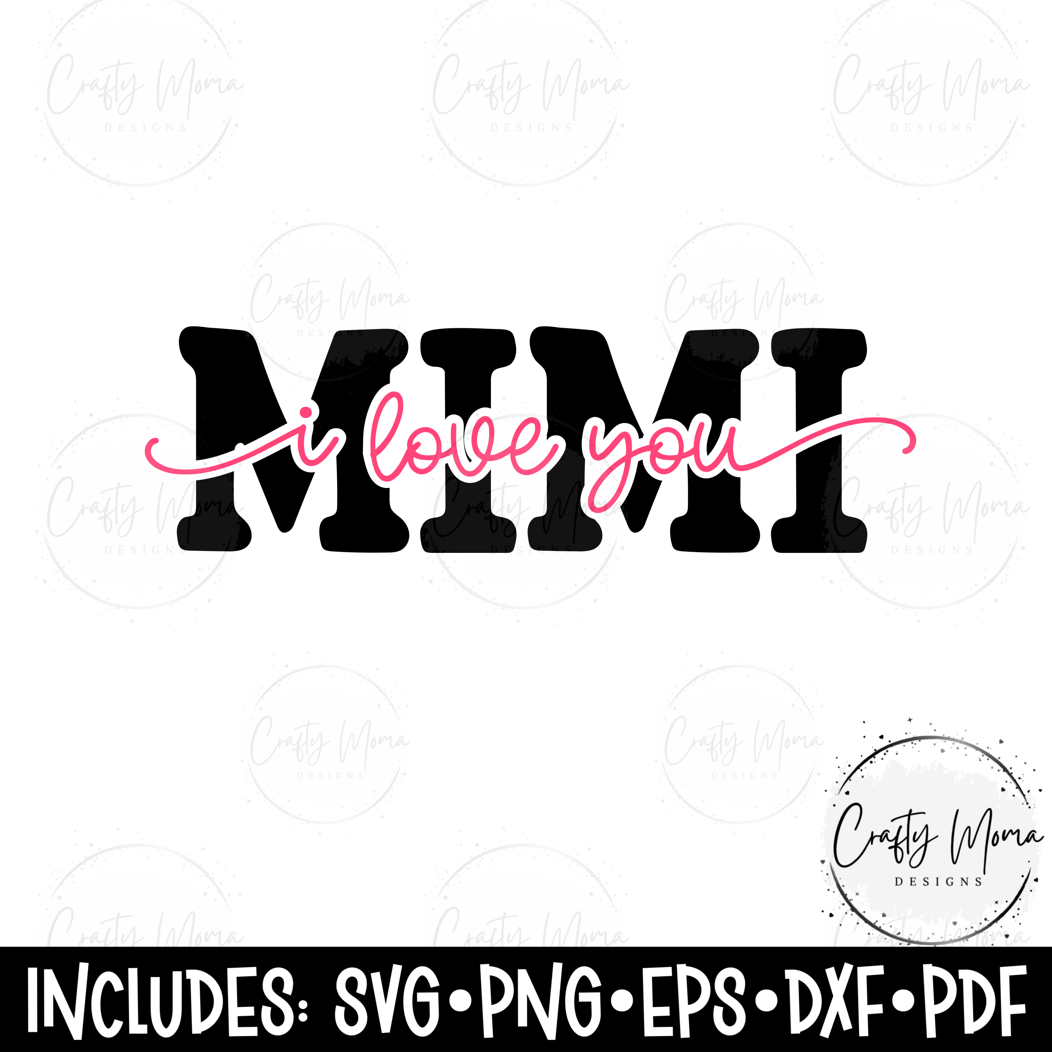 'I Love You Mimi' Bold Black Letters with Elegant Pink Script | Jiffy ...