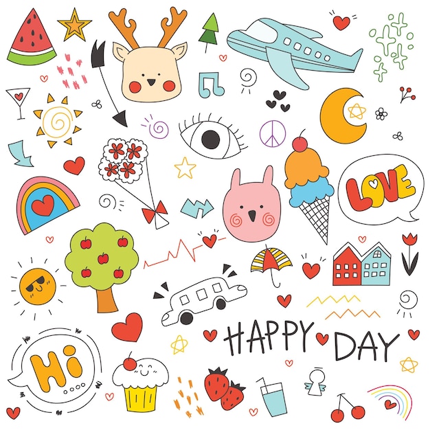 Vibrant Doodle Collection of Playful Symbols and Icons | Jiffy Designs