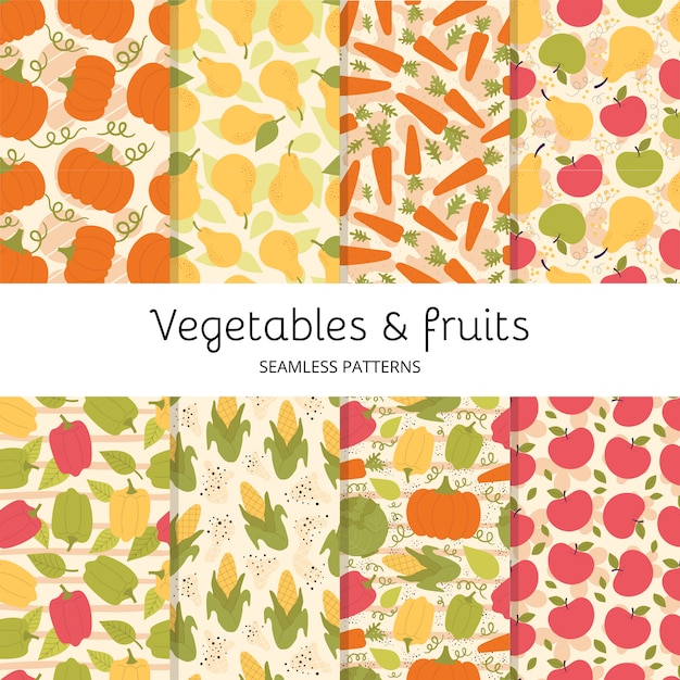 Vibrant Produce Patterns: Assorted Fruits and Vegetables | Jiffy Designs