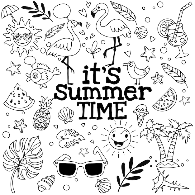 Vibrant Summer-Themed Doodle Art with Playful Elements | Jiffy Designs