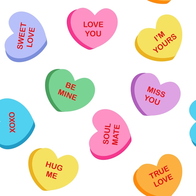 Colorful Heart-Shaped Candy Conversation Candies with Romantic Messages ...