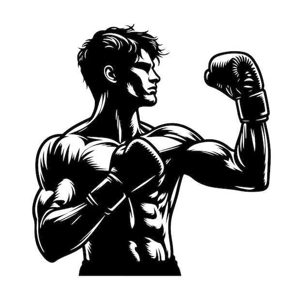 Powerful Boxer Flexing Muscles in Intense Stance | Jiffy Designs