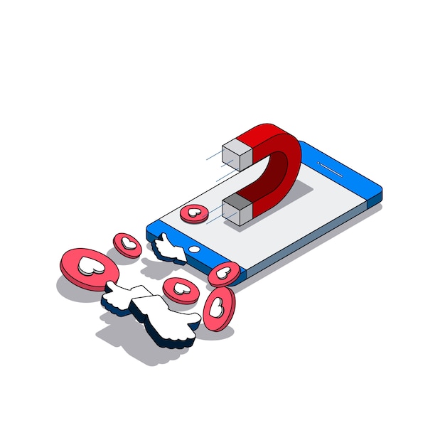 Vibrant Isometric Magnet Illustration with Playful Design | Jiffy Designs