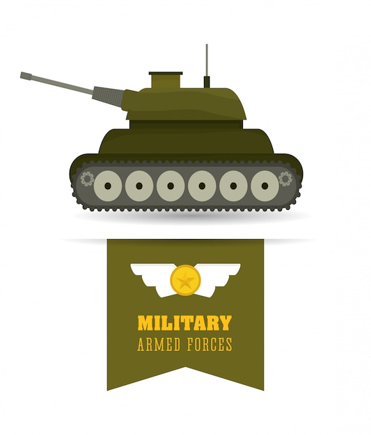 Olive Green Military Tank with Winged Emblem Illustration | Jiffy Designs