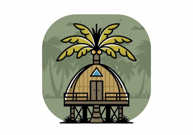 Vibrant Tropical Hut with Swaying Palm Tree | Jiffy Designs