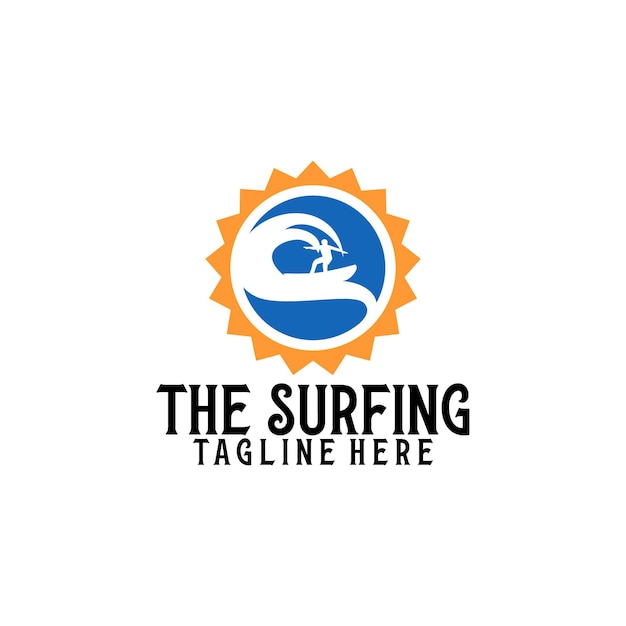 Vibrant Surfing Icon with Powerful Waves and Sun | Jiffy Designs