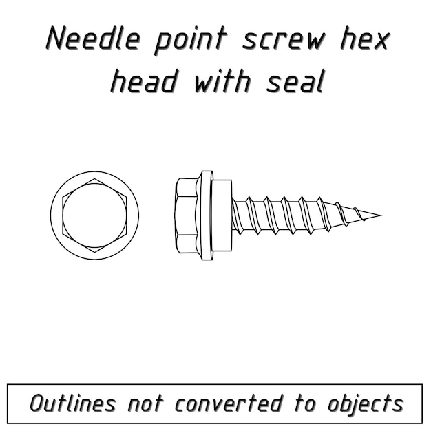 Detailed Illustration of Hex Head Screw with Seal | Jiffy Designs