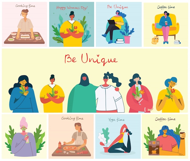 Diverse Collection of Vibrant Illustrations Celebrating Individuality ...