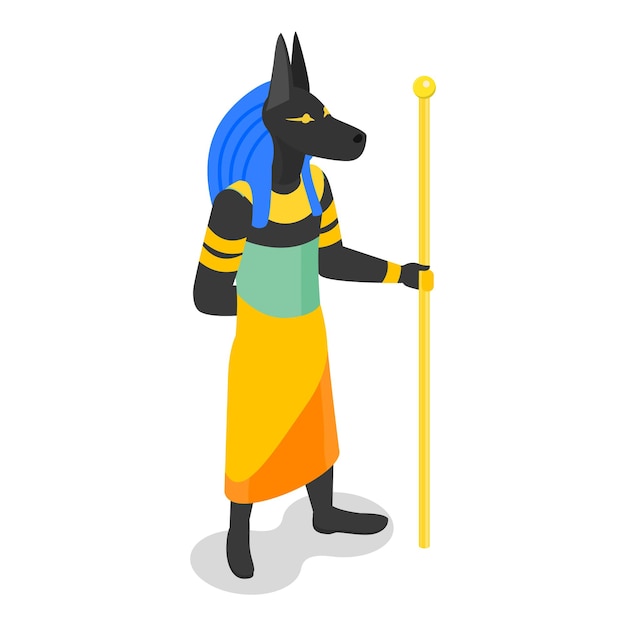 Majestic Egyptian God Anubis Holding Scepter | Jiffy Designs