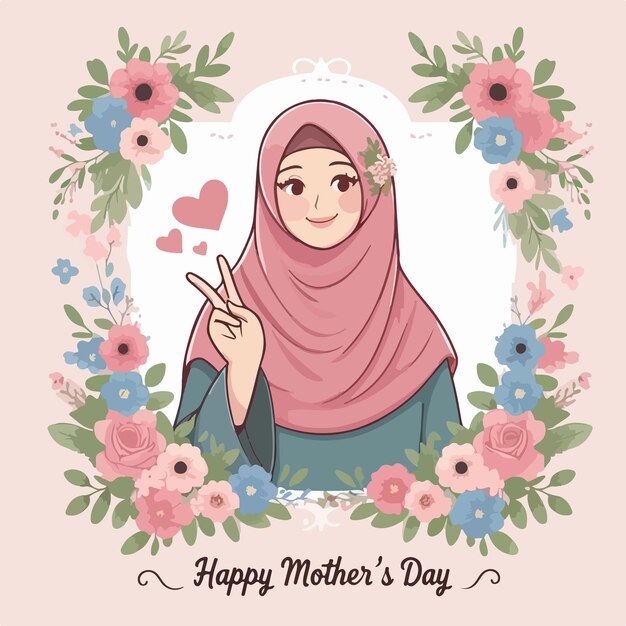 Joyful Mother's Day Portrait with Floral Wreath | Jiffy Designs