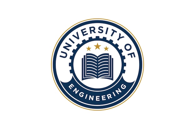 Prestigious University of Engineering Emblem with Open Book | Jiffy Designs