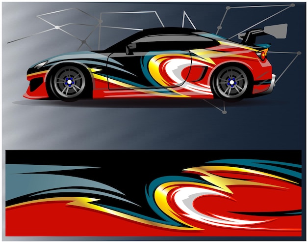 Vibrant Supercar with Bold Geometric Patterns and Swirls | Jiffy Designs