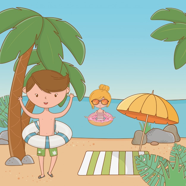 Vibrant Beach Scene with Playful Characters | Jiffy Designs