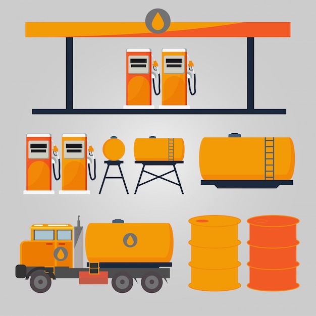 Vibrant Gas Station with Fuel Pumps and Tanker Truck | Jiffy Designs
