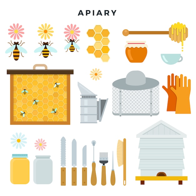 Vibrant Apiary: Bees, Honeycombs, and Beekeeping Tools | Jiffy Designs