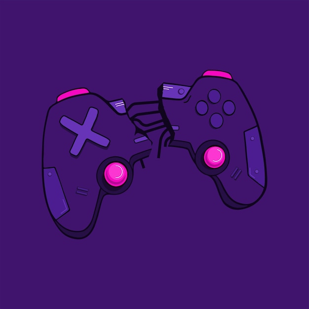 Vibrant Gaming Controller Silhouette on Striking Purple Background ...