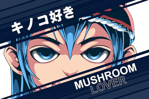 Intense Gaze of the Mushroom Enthusiast: A Vibrant Anime-Inspired ...