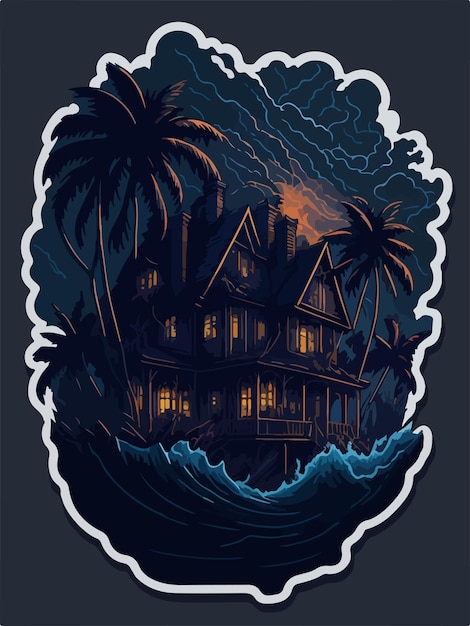 Enchanting Tropical Nightscape with Illuminated Cottage | Jiffy Designs