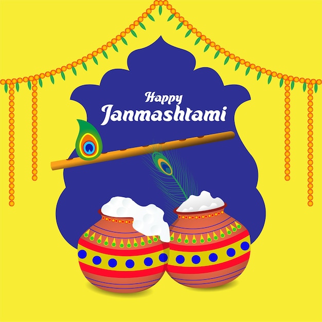 Vibrant Celebration of Janmashtami with Decorated Pots and Garlands ...