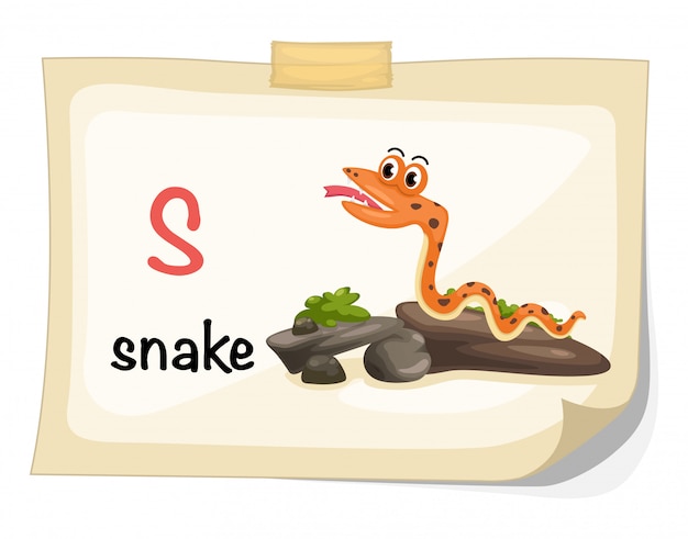 Playful Snake Character Illustration with Letter S Typography | Jiffy ...