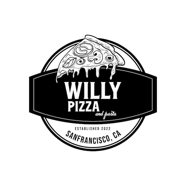 Retro Willy's Pizza Parlor Logo with Detailed Toppings | Jiffy Designs