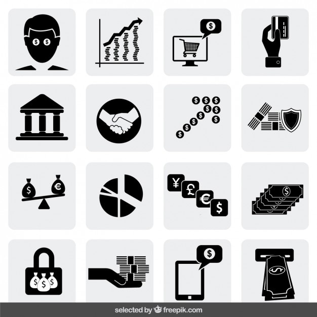 Monochrome Icon Set Depicting Cybersecurity and Technology Concepts ...
