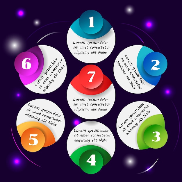 Vibrant Cosmic Infographic with Informative Circular Panels | Jiffy Designs