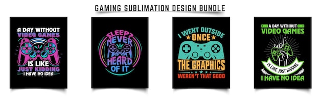 Vibrant Gaming Sublimation Design Bundle with Motivational Slogans ...