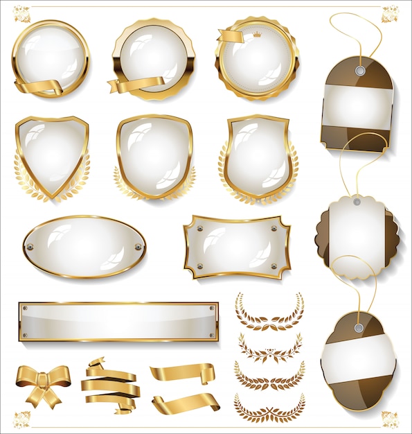 Elegant Golden Frame and Badge Collection for Versatile Design ...