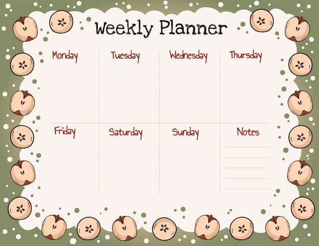 Whimsical Weekly Planner with Cute Button Illustrations | Jiffy Designs