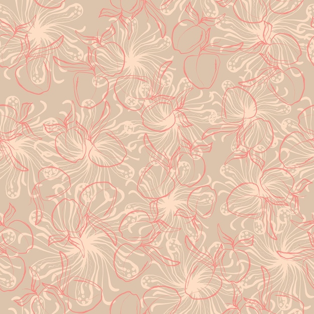 Elegant Coral Floral Pattern on Beige Background | Jiffy Designs