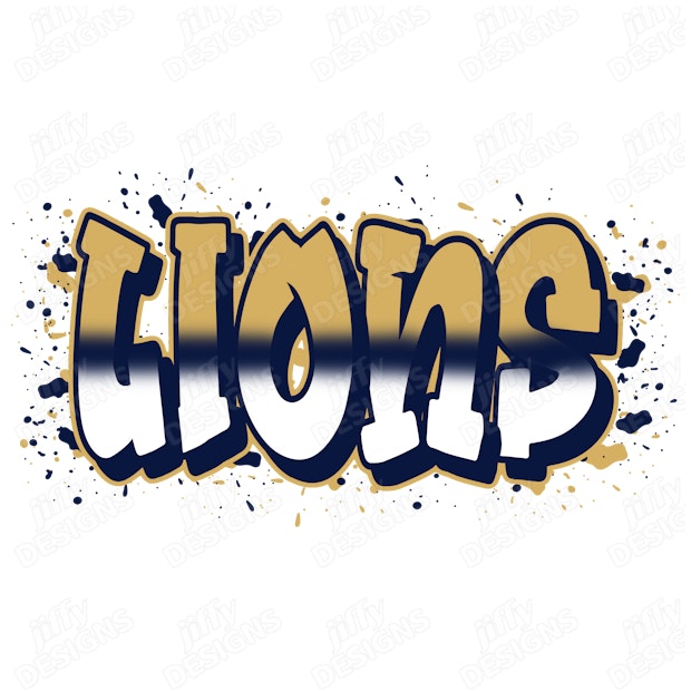 'Lions' Graffiti-Inspired Text with Dynamic Splatter Accents | Jiffy ...